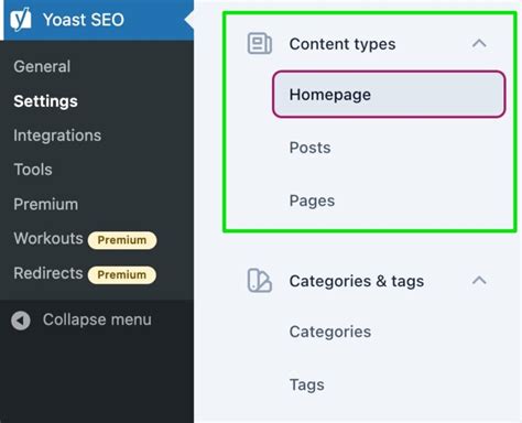 Yoast SEO Settings Content Types Yoast