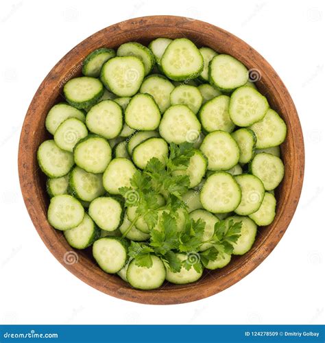Bowl Of Fresh Cucumber Slices Stock Image Image Of Sliced Cucumber 124278509