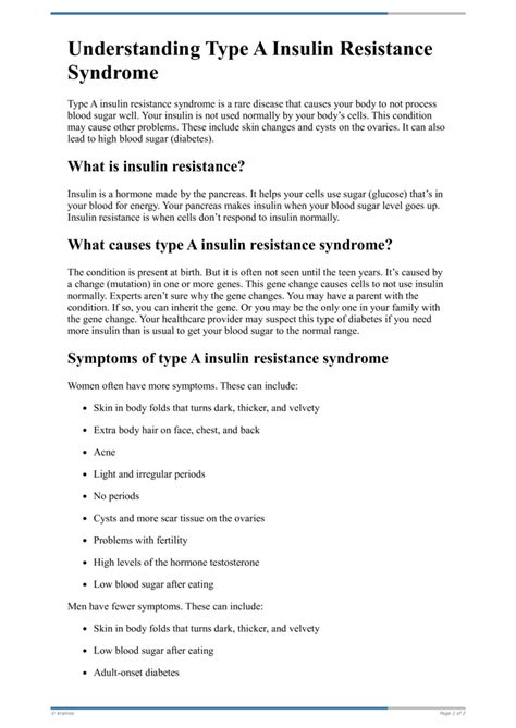 Text Understanding Type A Insulin Resistance Syndrome Healthclips