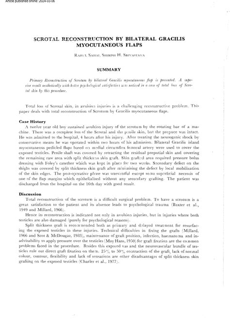 Pdf Scrotal Reconstruction By Bilateral Gracilis Myocutaneous Flaps