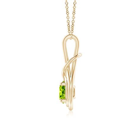 Round Peridot Solitaire Infinity Knot Pendant