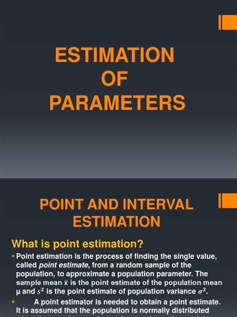 Estimation Of Parameters Pdf Confidence Interval Estimator