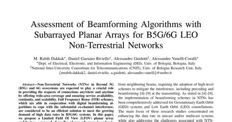 Assessment Of Beamforming Algorithms With Subarrayed Planar Arrays For