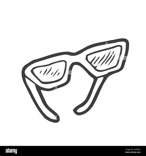 Simple Hand Drawn Sunglasses One Object Isolated On White Background
