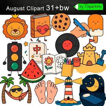 August Clip Art Summer Holidays Clipart By Clipartino Tpt