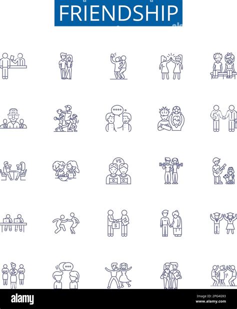 Friendship Line Icons Signs Set Design Collection Of Bonding Companionship Alliance Fellow