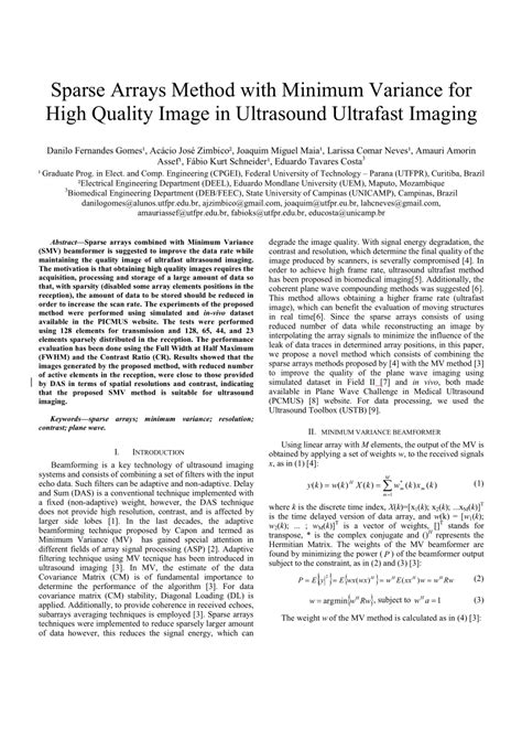 Pdf Sparse Arrays Method With Minimum Variance For High Quality Image In Ultrasound Ultrafast