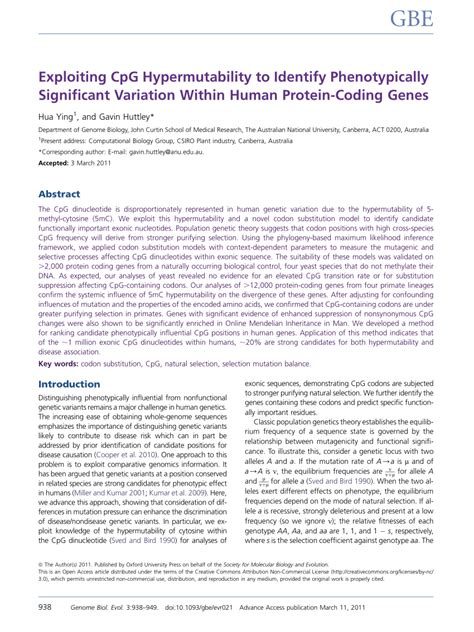 Pdf Exploiting Cpg Hypermutability To Identify Phenotypically Significant Variation Within