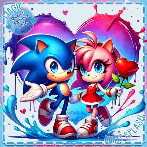 Sonic And Amy Valentine Png Rainbow Gaming Clipart Digital Download
