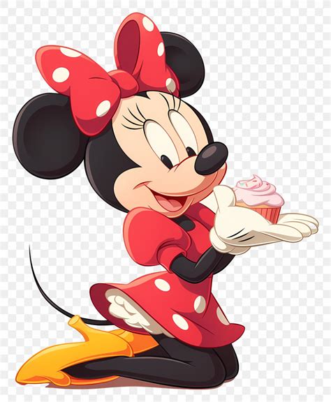 Minnie Mouse Mouse Character Holding A Cupcake Png 3336x4064px