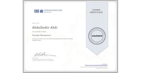 Abdulkadir Abdi On Linkedin Completion Certificate For Strategic Management