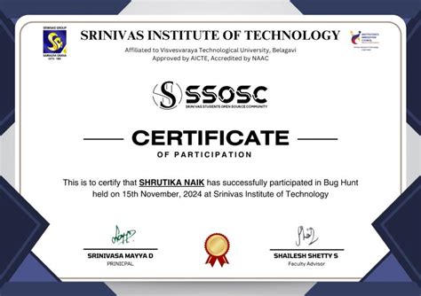 shrutika prakash naik on linkedin achievement bughunt ssosc srinivasinstituteoftechnology…