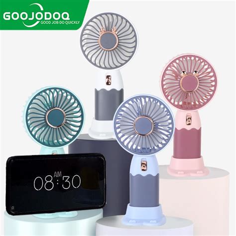 Goojodoq 5 Speed Rechargeable Handheld Portable Usb Mini Fan With Phone Stand Shopee Malaysia
