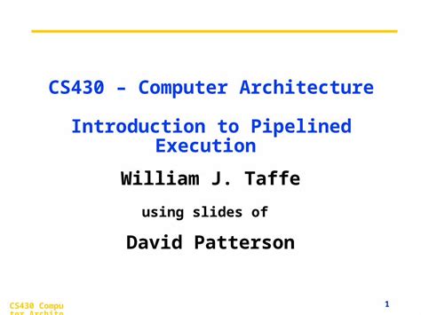 Ppt Cs430 Computer Architecture 1 Cs430 Computer Architecture