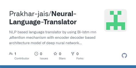GitHub Prakhar Jais Neural Language Translator NLP Based Language