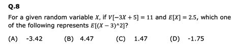 Solved For A Given Random Variable X ﻿if V 3x5 11 ﻿and