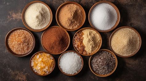Premium Photo Various Kinds Of Sugar Top Down View