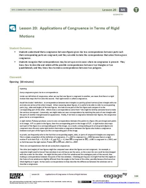 Applications Of Congruence In Terms Of Rigid Motions Lesson Plan For