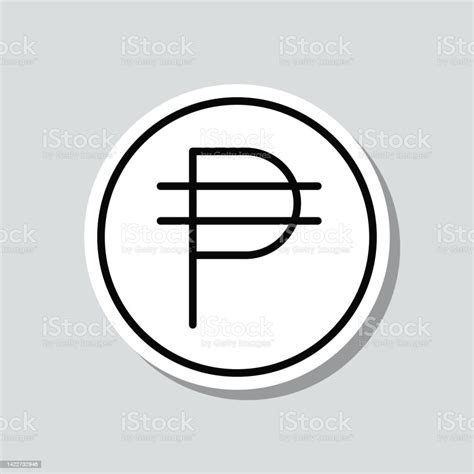 Peso Coin Icon Sticker On Gray Background Stock Illustration Download