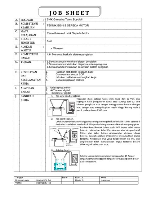 Job Sheet Diagnosa Sistem Pengisian Pdf
