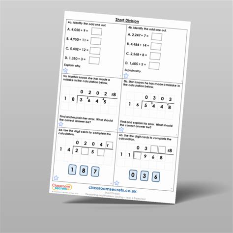 Year 6 Short Division Reasoning And Problem Solving Resource Classroom Secrets
