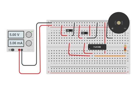 Circuit Design 23bai70190 Buzzer Using And Gate Tinkercad