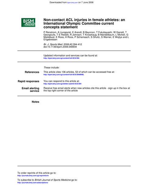 Pdf Non Contact Acl Injuries In Female Athletes An International