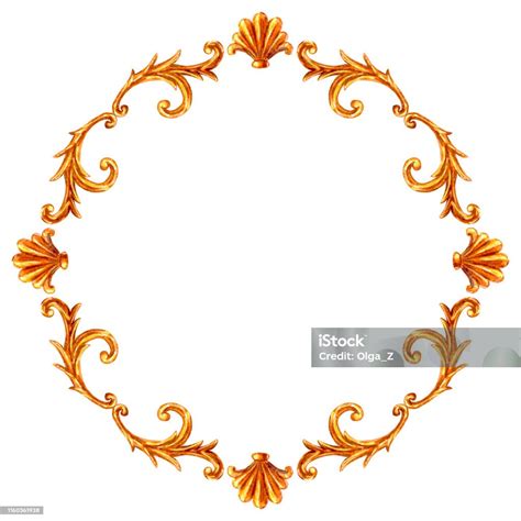 바로크 양식 요소입니다 수채화 손으로 그린 빈티지 인그레이빙 꽃 스크롤 선조 디자인 프레임 아르데코에 대한 스톡 벡터 아트 및