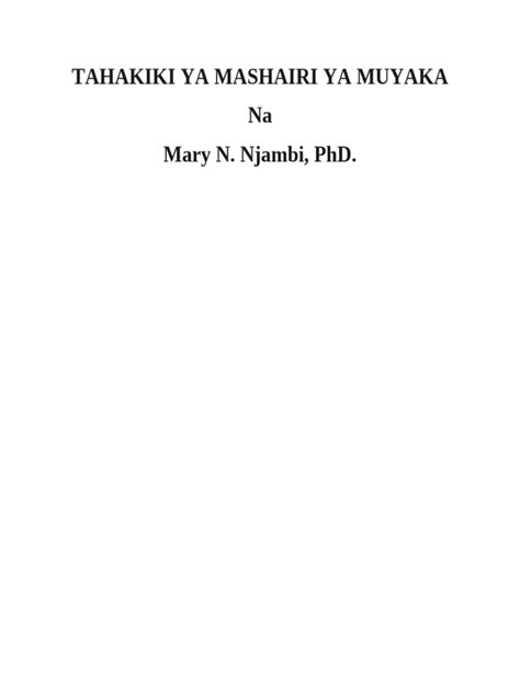Tahakiki Ya Mashairi Ya Muyaka Pdf