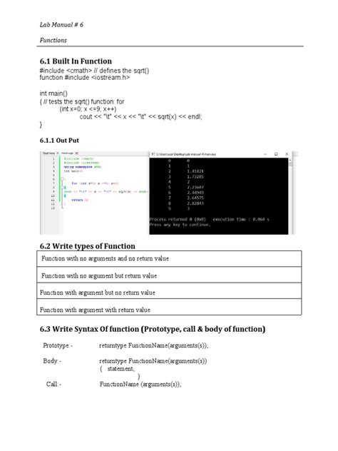 61 Built In Function Lab Manual 6 Functions Pdf Parameter