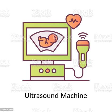 초음파 기계 벡터 채워진 개요 아이콘 디자인 일러스트레이션 흰색 배경 Eps 10 파일에 의료 및 실험실 장비 기호 개념에 대한 스톡 벡터 아트 및 기타 이미지 Istock