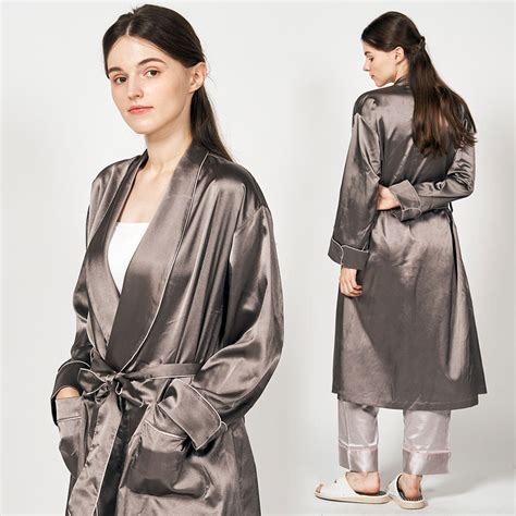 알콩단잠 여성 샤워가운 [2size] 120cm 롱 로브 무지br 실크 새틴 잠옷가운 슬립웨어 목욕 나이트가운 Hago 하고