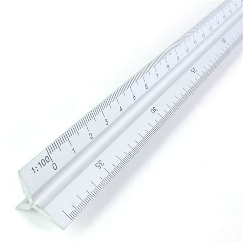 30cm Technical Drawing Ruler Engineer Metal Triangular Scale Rule Aluminium Uk Ebay