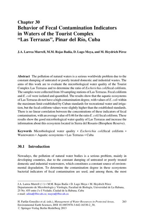 Pdf Chapter 30 Behavior Of Fecal Contamination Indicators In Waters