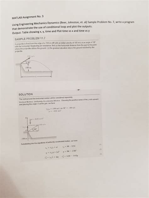 Solved MATLAB Assignment No Using Engineering Mechanics Chegg