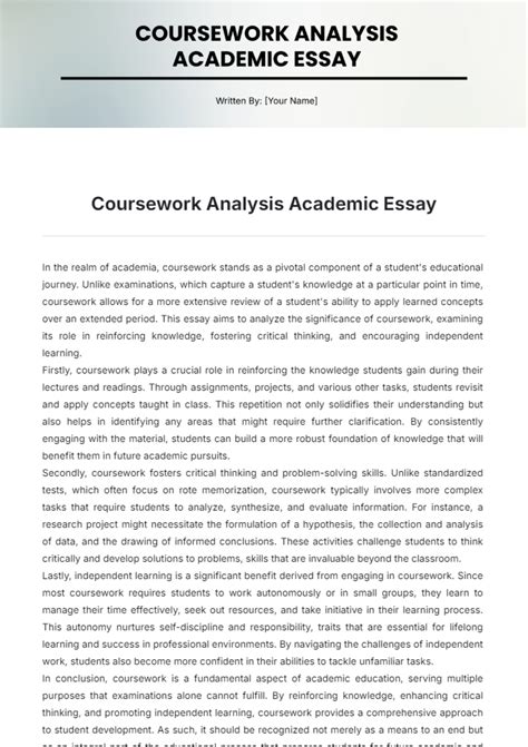 Free Coursework Analysis Academic Essay Template To Edit Online
