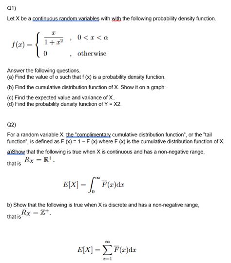 Q1 Let X Be A Continuous Random Variables With With