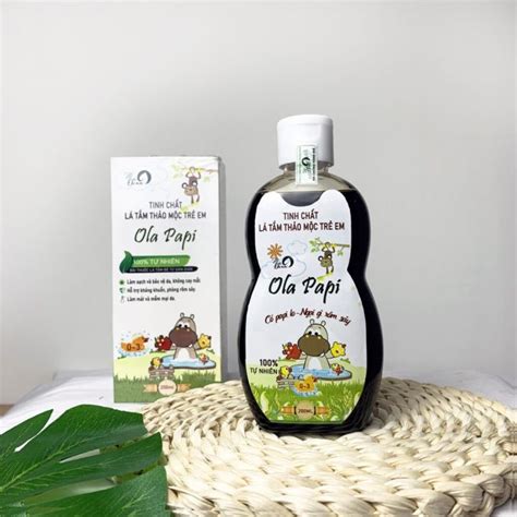 Tinh Chất Lá Tắm Thảo Dược Trẻ Em Ola Papi 200ml Không Cay Mắt Ngừa Rôm