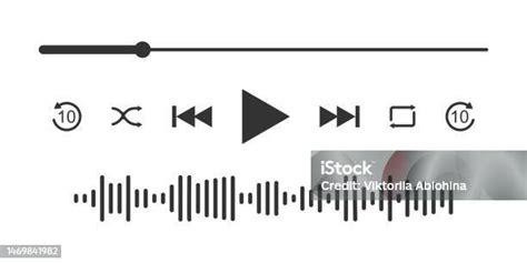 비디오 또는 음악 플레이어 인터페이스와 로딩 진행률 표시 줄 이퀄라이저 웨이브 및 다른 버튼 아이콘 모바일 앱을위한 간단한 미디어 플레이어 패널 템플릿 Mp3 플레이어에