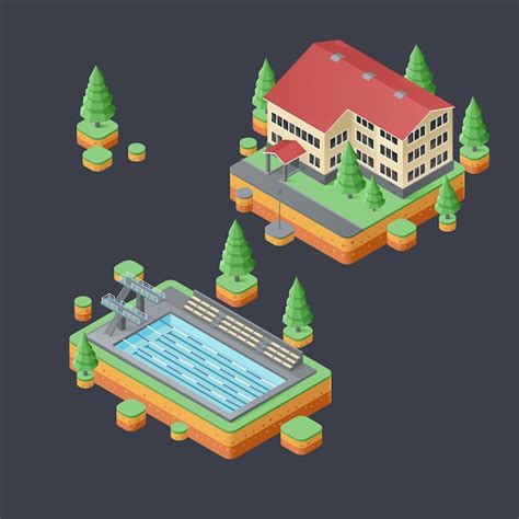 Premium Vector Isometric Set Urban Summer Buildings