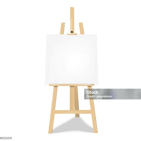 나무 디스플레이 이젤 스탠드 흰색 빈 사각형 포스터 보드 현실적인 벡터 모형 접을 수 있는 분필 보드 배너 표지판 Standee 모형 예술에 대한 스톡 벡터 아트 및 기타