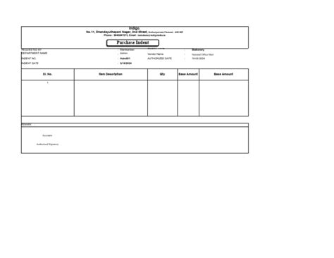 Purchase Indent Excel Format Pdf