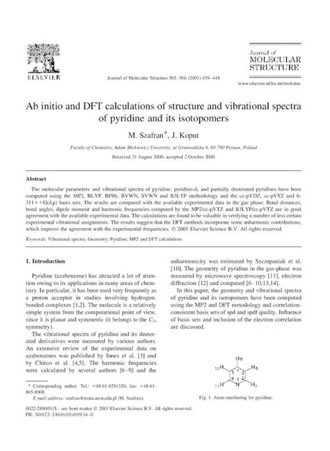 Pdf Ab Initio And Dft Calculations Of Structure And Vibrational