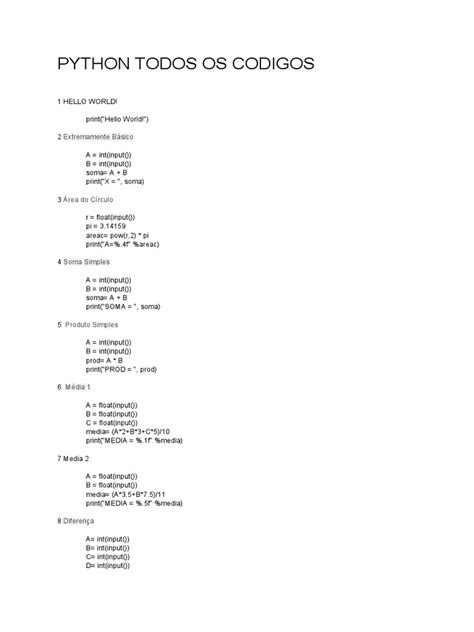 Python Códigos Básicos Pdf