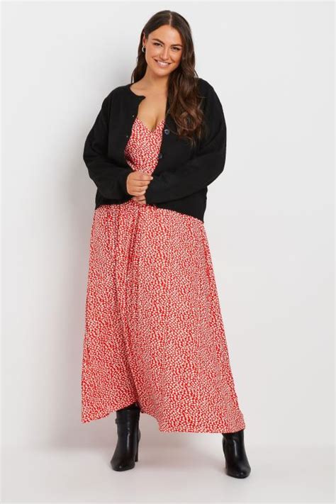 Yours Plus Size Red Ditsy Floral Print Wrap Dress Yours Clothing
