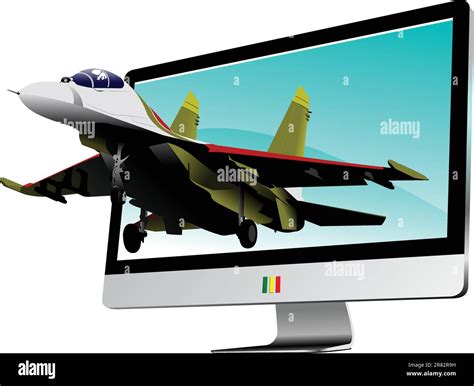 Combat Started From Flat Computer Monitor Display Vector Illustration Stock Vector Image And Art