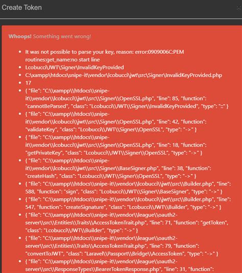 Error Trying To Generate API Key Issue 7154 Grokability Snipe It