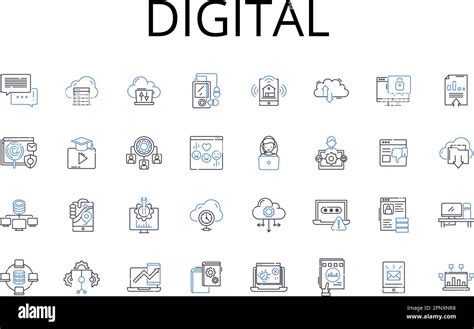 Digital Line Icons Collection Online Electronic Virtual Cyber