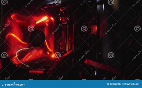 Computer Cooling Fan Is Turned On The Red Light Stock Video Video Of Industrial Chip