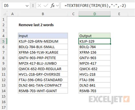 Remove Last Word Excel Formula Exceljet